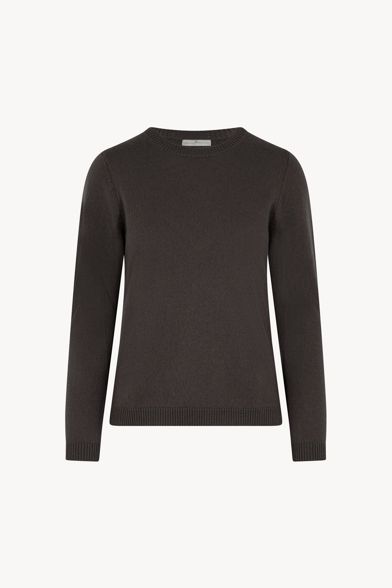 Mocha Pure Cashmere Crew Neck Sweater in Plain Stitch