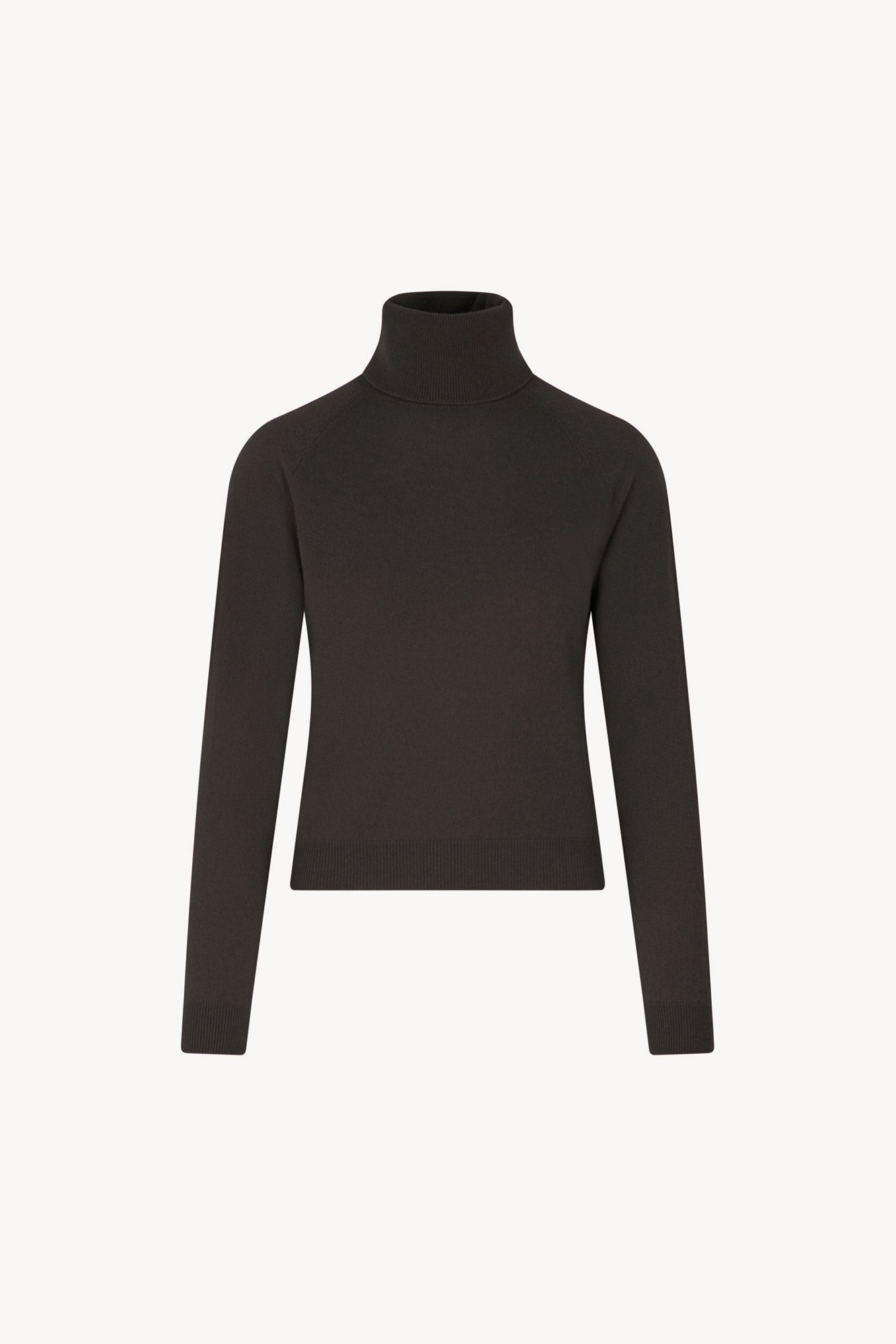 Mocha Pure Cashmere Turtleneck Sweater with Raglan Sleeves